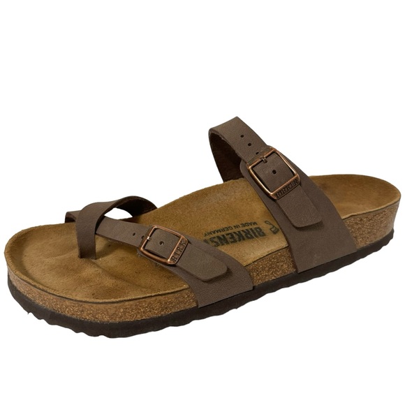 Birkenstock | Shoes | Birkenstock Mayari Mocha Brown Leather Toe Loop ...